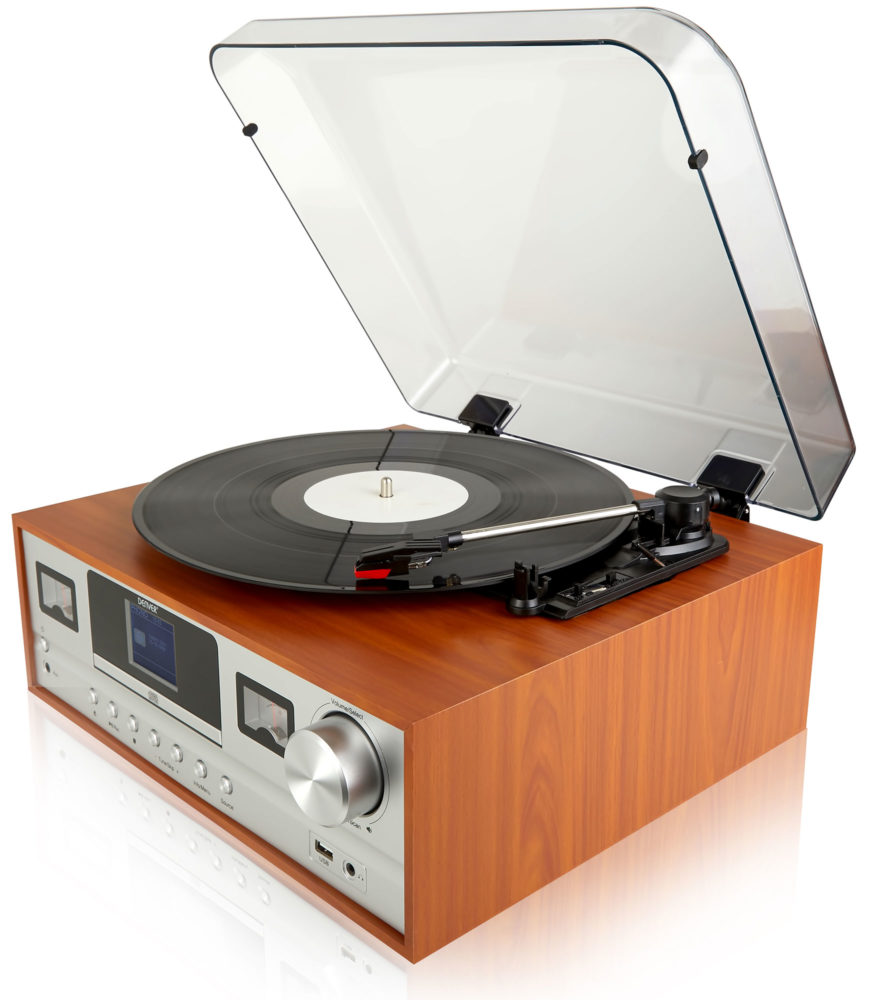 Denver MRD-105 Light Wood - 7-in-1 Record Player Hi-Fi System With 2.4 ...