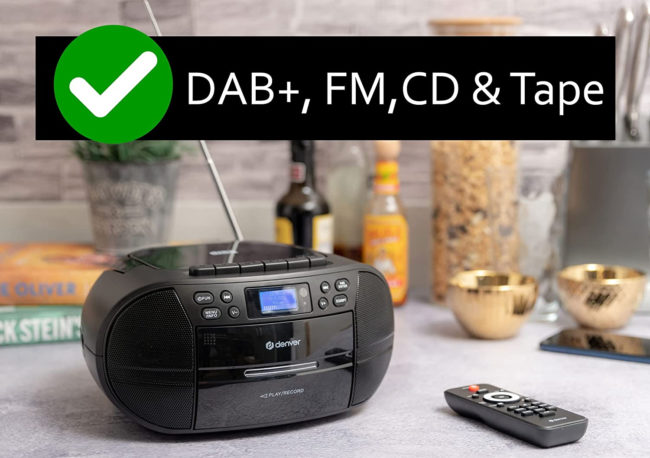 Denver TDC-280 DAB Portable CD Player And Cassette Player Boombox, CD ...
