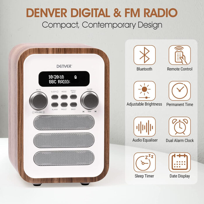 Denver DAB-48 Bluetooth DAB Radio With Remote Control - Mains Powered ...