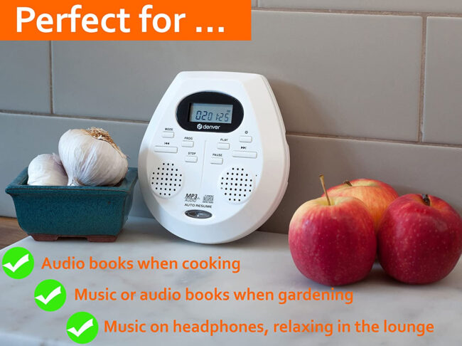 Denver DMP-395 Portable CD Player With Speakers - MP3 & Audio Book ...